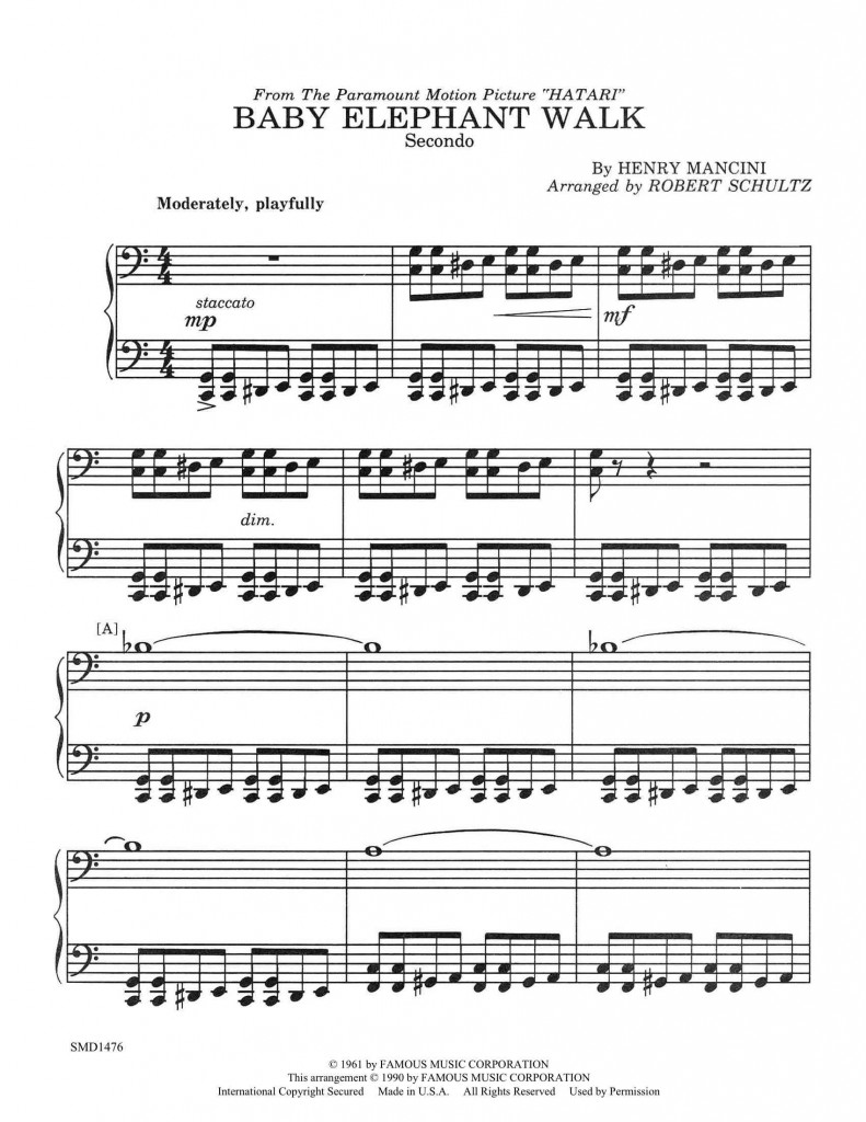 Baby Elephant Walk (Elem Duet) | Schultz Music Publications