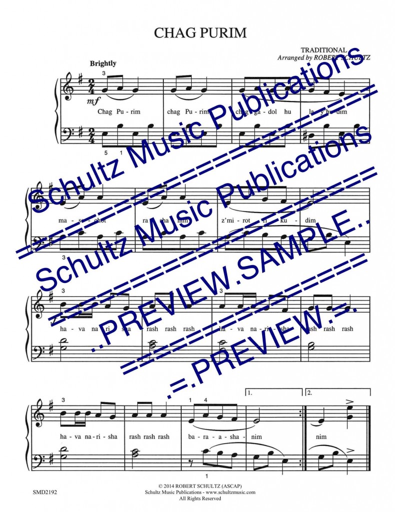 Chag Purim | Schultz Music Publications