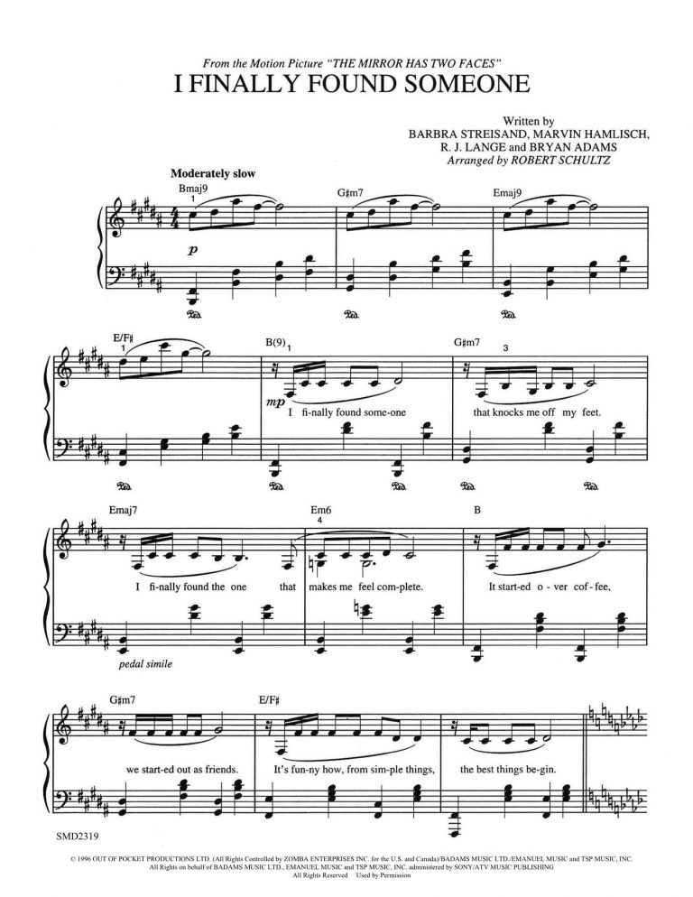 I Finally Found Someone | Schultz Music Publications