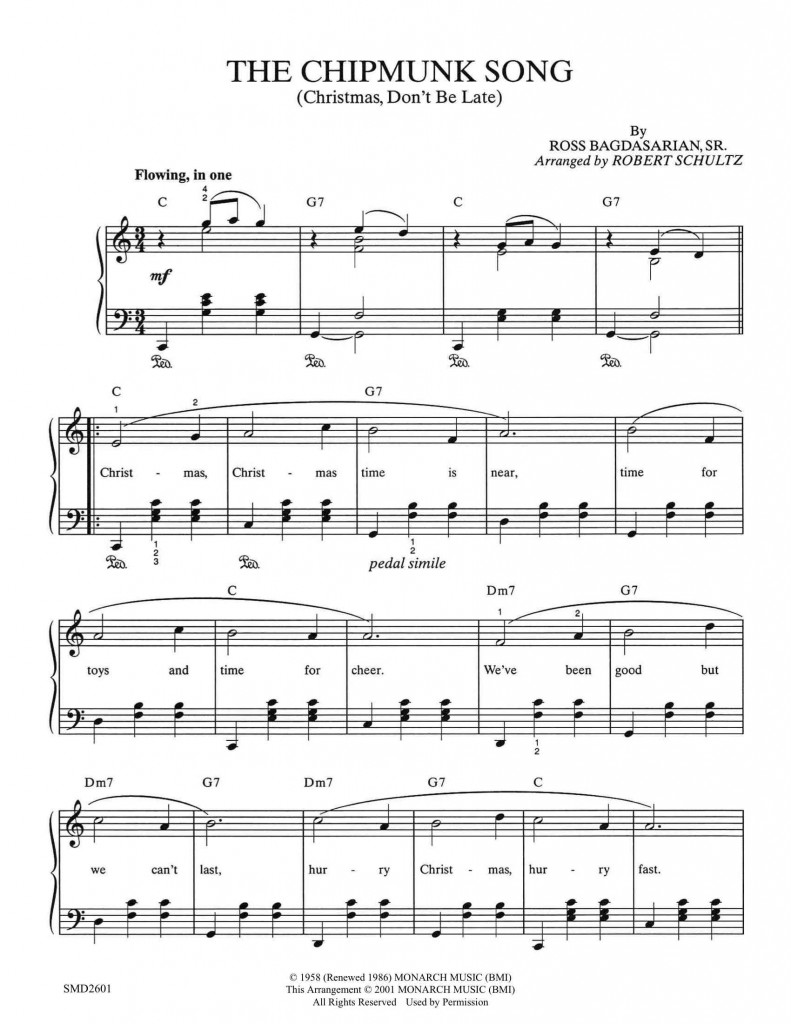 The Chipmunk Song | Schultz Music Publications